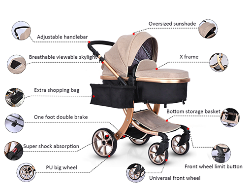 High View Classic Baby Stroller, 2 In 1 Baby Stroller
